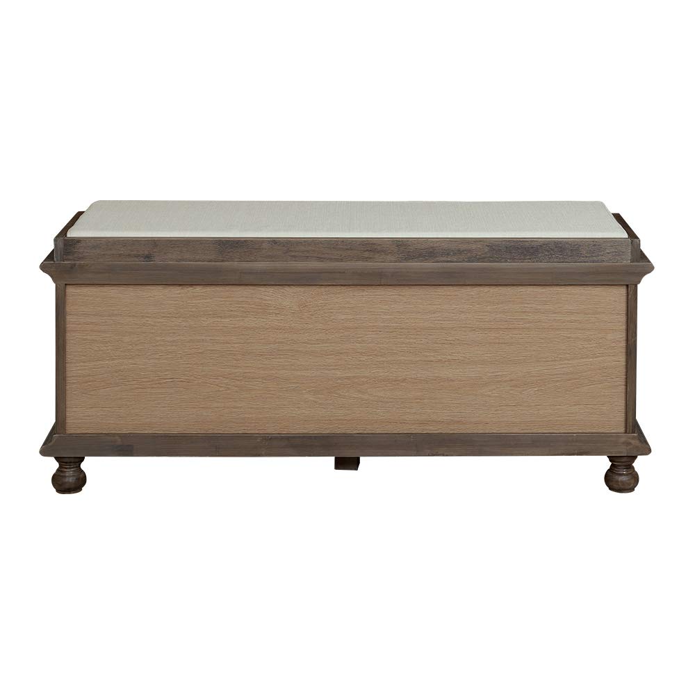 Amazon Brand β Ravenna Home Classic Solid Pine Storage Bench, 46.5"W, Rustic Gray Finish