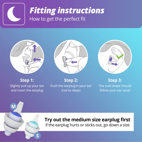 Alpine SleepDeep Multisize - Soft Ear Plugs for Sleeping and Concentration - New 3D Oval Shape and Noise Reducing Gel for Better Attenuation - 27dB - for Side Sleeper - 2-Pair Reusable: S + M/L