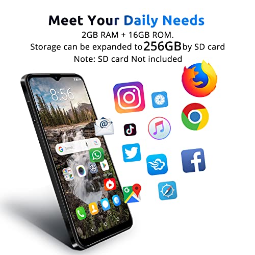 Xgody X18 4G Unlocked Phones, 6.3 Inch IPS Screen Smartphones, Android 10 OS Dual SIM Cheap Cell Phone, Quad Core 2GB+16GB, Dual 5MP+8MP Camera, 4000mAh Battery, Face ID Smart Phone (Black)