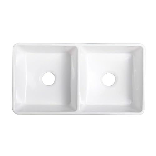 Cremona White Ceramic 33 in. Double Bowl Farmhouse Apron Kitchen Sink