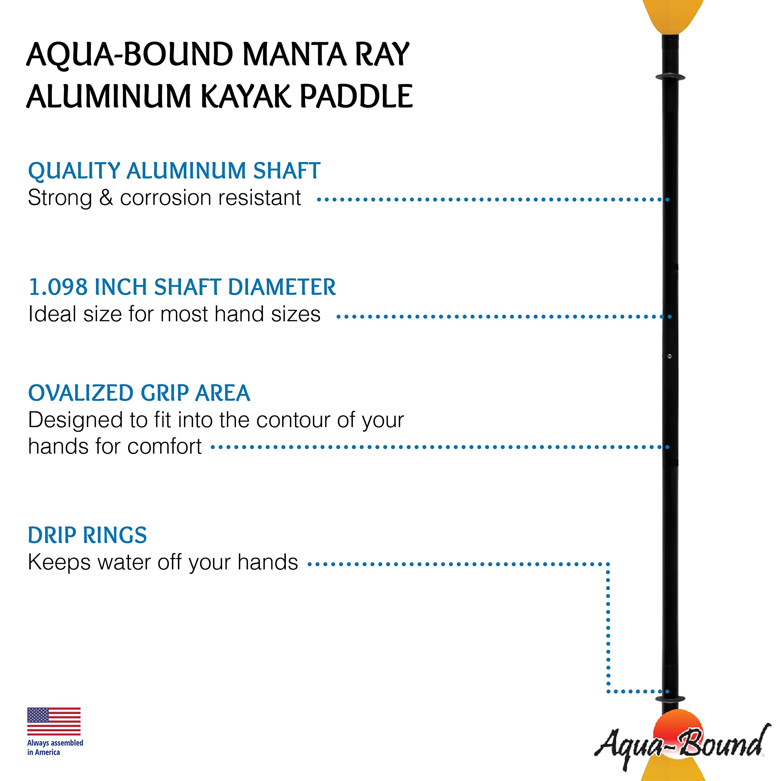 AQUA BOUND Manta Ray Aluminum 2-Piece Snap-Button Kayak Paddle