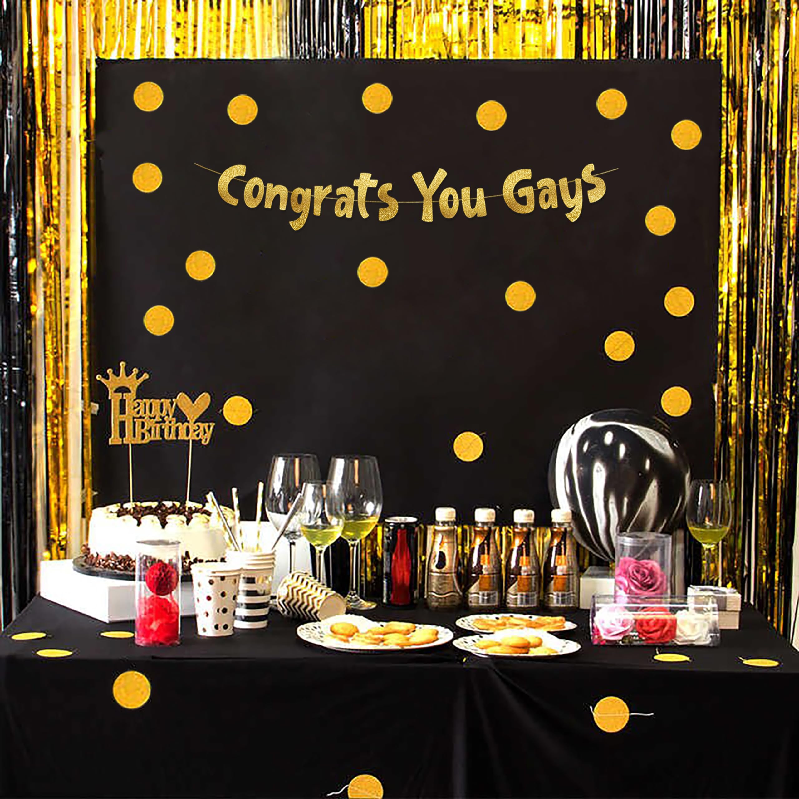 Congrats You Gays Lesbian Bachelorette and Gay Bachelor Party enGayged Banner β LGBTQ decorations for Bride and Groom β Pride β Gay Wedding