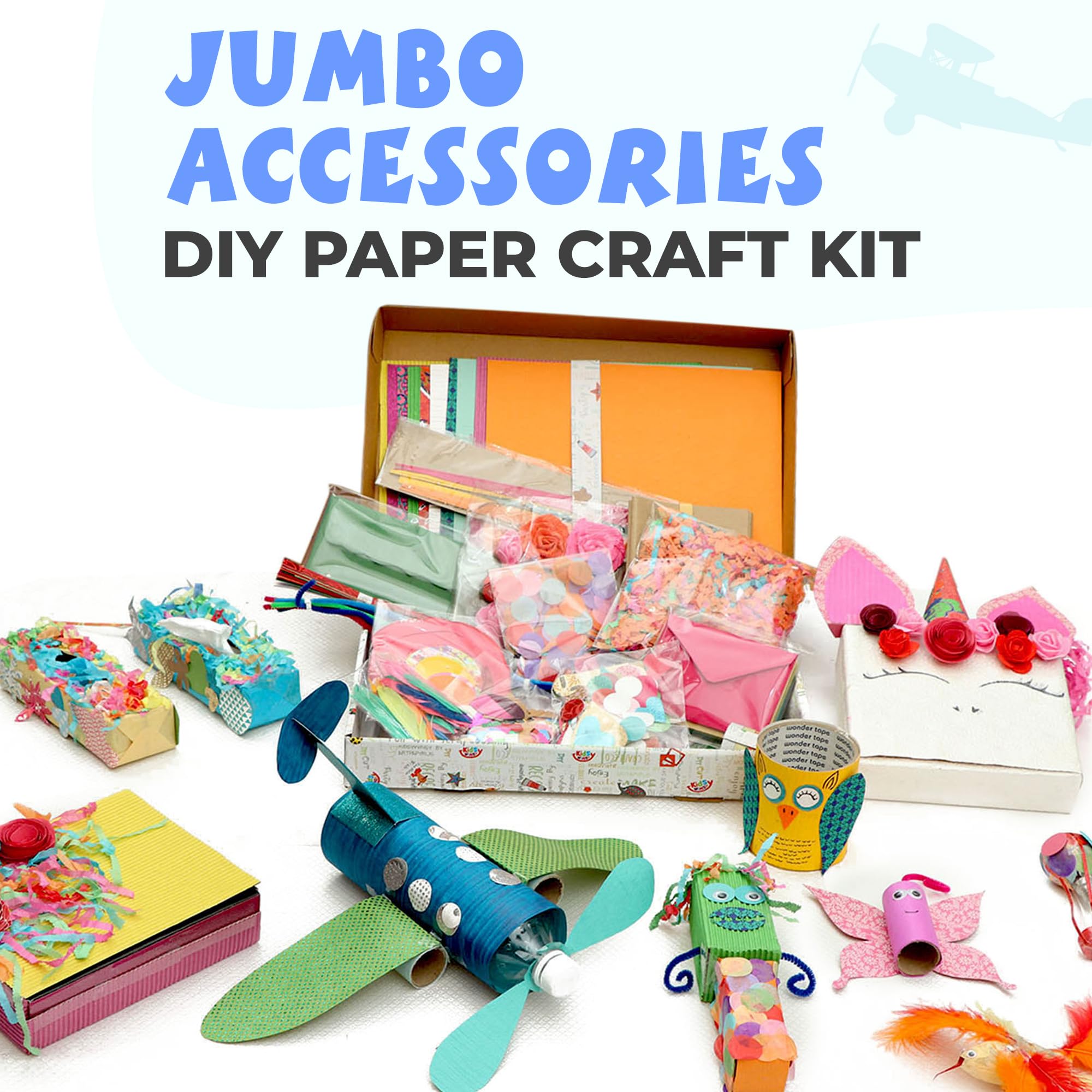 KidsyWinsy Jumbo DIY Paper Art Craft Kit | Card Making Kit with 40+ Creative Crafting Activities, 1000+ Pcs Crafted Creations | Mothers Day Craft for Kids Bulk | Birthday Gifts for Kids | Fevi Craft