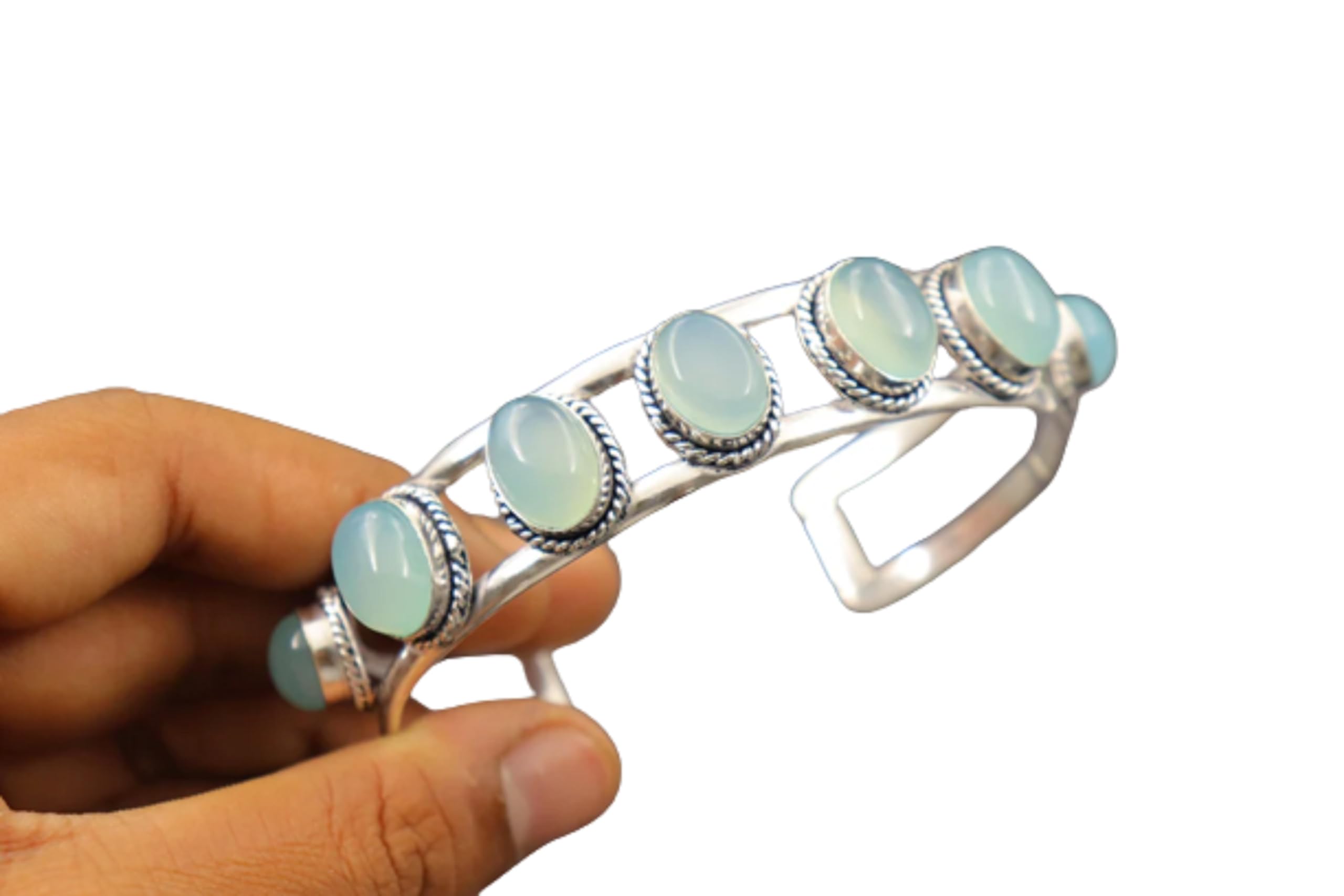 Aqua Chalcedony bangle, cuff bangle, 925 sterling silver bangle, Wedding Jewelry, Many Stone Jewelry, Attractive Bangle, Gift For Her/Him, Charm Bangle, Tennis Bracelet, boho style, Unique Jewelry