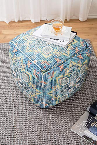 Anji Mountain Square Pouf , 20" x 20" x 20", Blue and Gray
