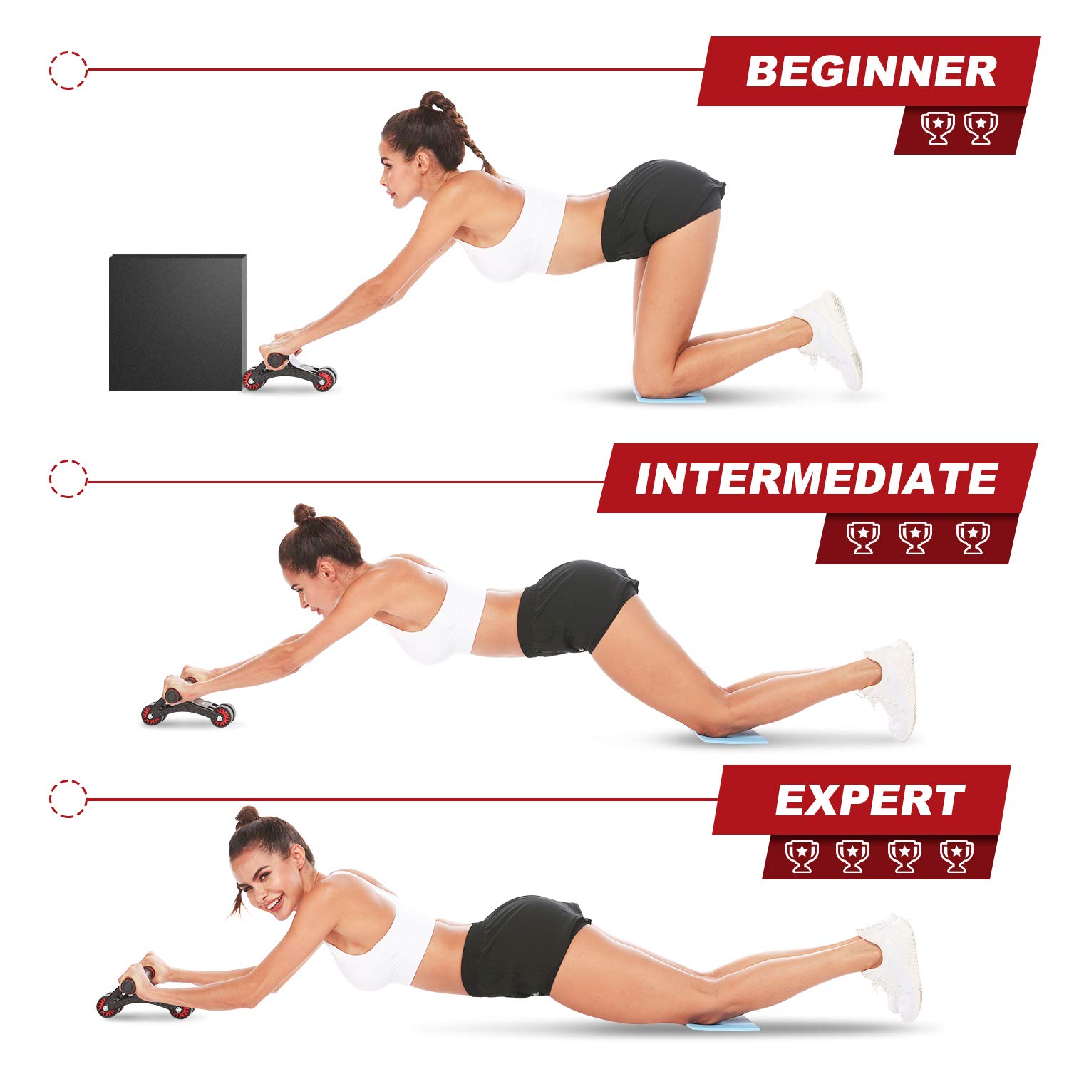 ANCHEER Ab Roller Kit - Perfect Home Gym Equipment for Men and Women Core Workout Essential Abdominal Exercise Tool Ab Roller Wheel Exercise Equipment