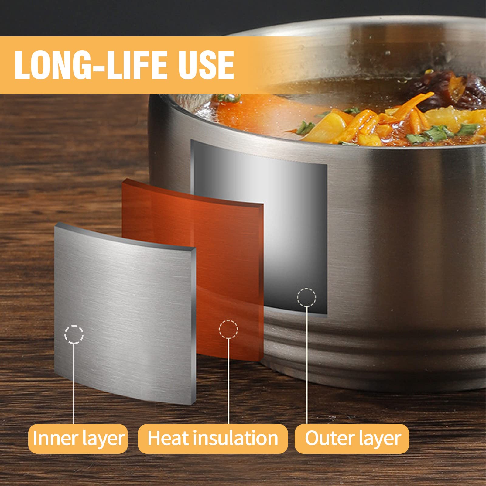 Aynaxcol Stainless Steel Rice Bowl with Lid, Set of 2, for Korean Kitchen Restaurant, Double-walled Metal Bowls, Multi-Purpose Insulated Soup Bowls Snacks Bowls (11.5cm Silver)