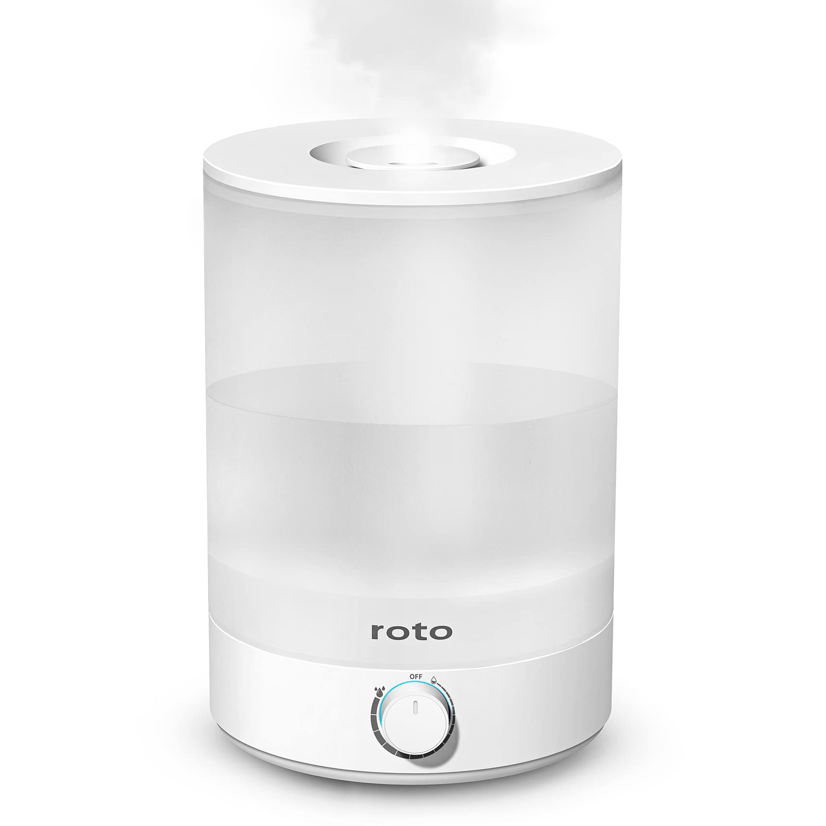 Roto Top Fill Humidifiers for Bedroom, Cool Mist Ultrasonic Quiet Humidifier with Essential Oil Diffuser, Last Up to 22 Hours, Auto Off, Adjustable Output Mist & 360° Rotation Nozzle - 2.5L
