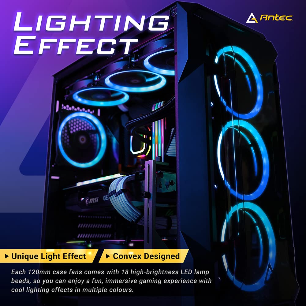 Antec 120mm RGB Case fan, RGB High Performance PC Fan, 4-pin RGB, Spark Series, 3 Packs