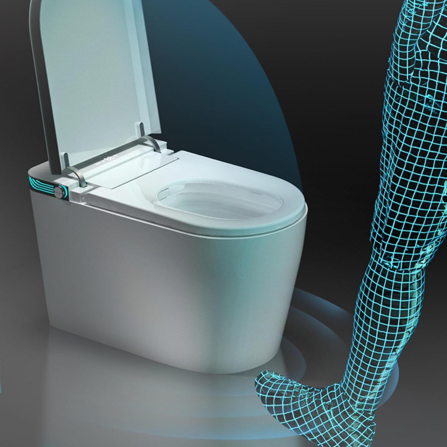 TIMIDENG Smart Toilet Bidet, Radar Sensing Automatic Opening and Closing, Smart Toilet Bidet with Heating and Drying Functions,Smart Flushing Modes,Nozzle Automatic Cleaning, LCD Screen Display, White