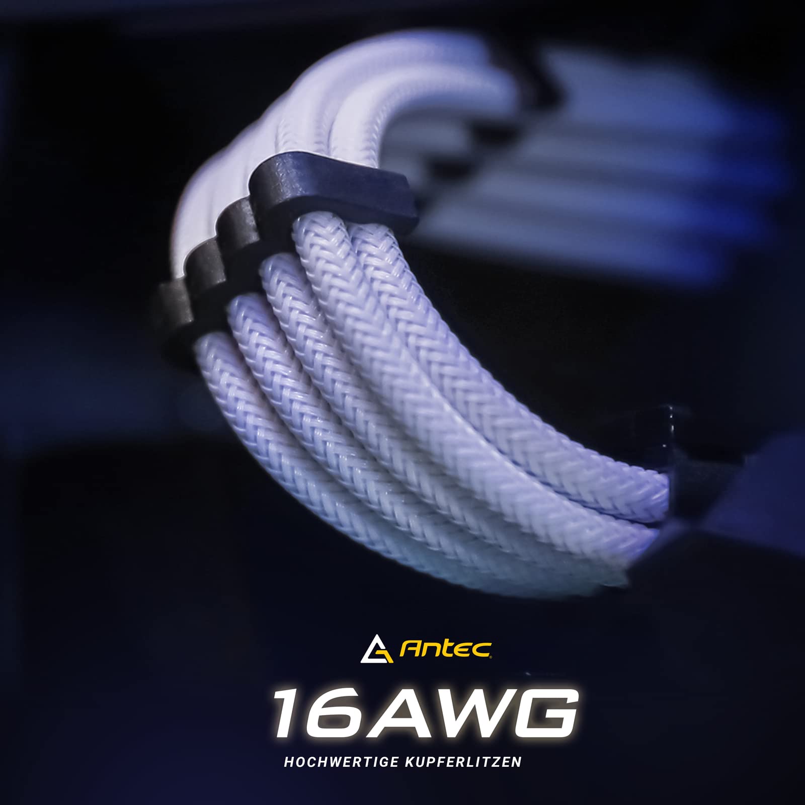 Antec Power Supply Sleeved Cable /24pin ATX /4+4pin EPS /6+2pin PCI-E PSU Extension Cable Kit 30cm Length with Combs, White(11.8inch/30cm)