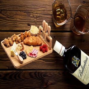 LUXFINA Bamboo Cheese Board Set with Cutlery,Bamboo Wood Serving Tray,Charcuterie Platter for Serving Wine, Cheese, Meat,Fruits,Unique Gifts for Christmas Wedding Housewarming Anniversary