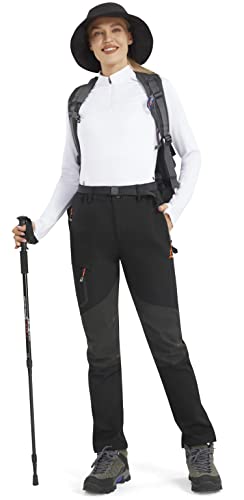 Athrock Snow Pants Womens Ski Hiking Cargo Snowboard Waterproof Rain Tactical Fleece Lined Winter Skiing Pants with Pockets - Black - XS