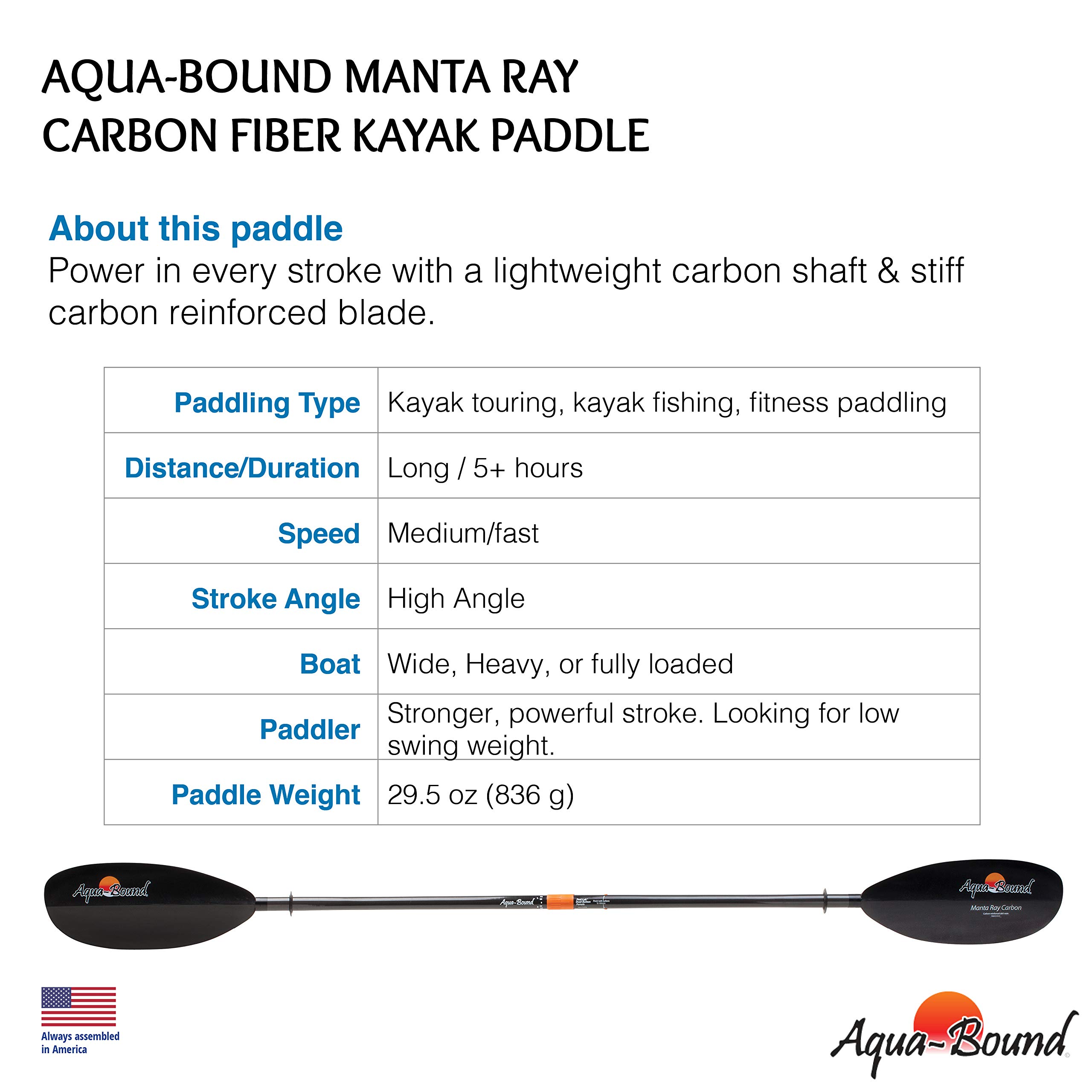 Aqua-Bound Manta Ray Carbon 2-Piece Posi-Lok Kayak Paddle