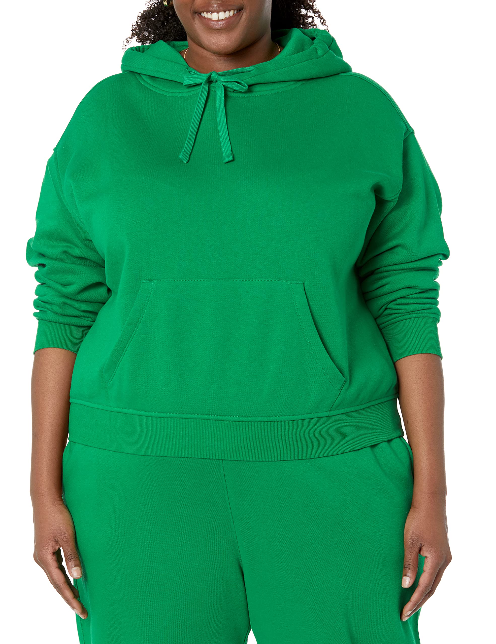 Amazon Essentials Women's Crop Hoodie Sweatshirt (Available in Plus Size), Green, XX-Large