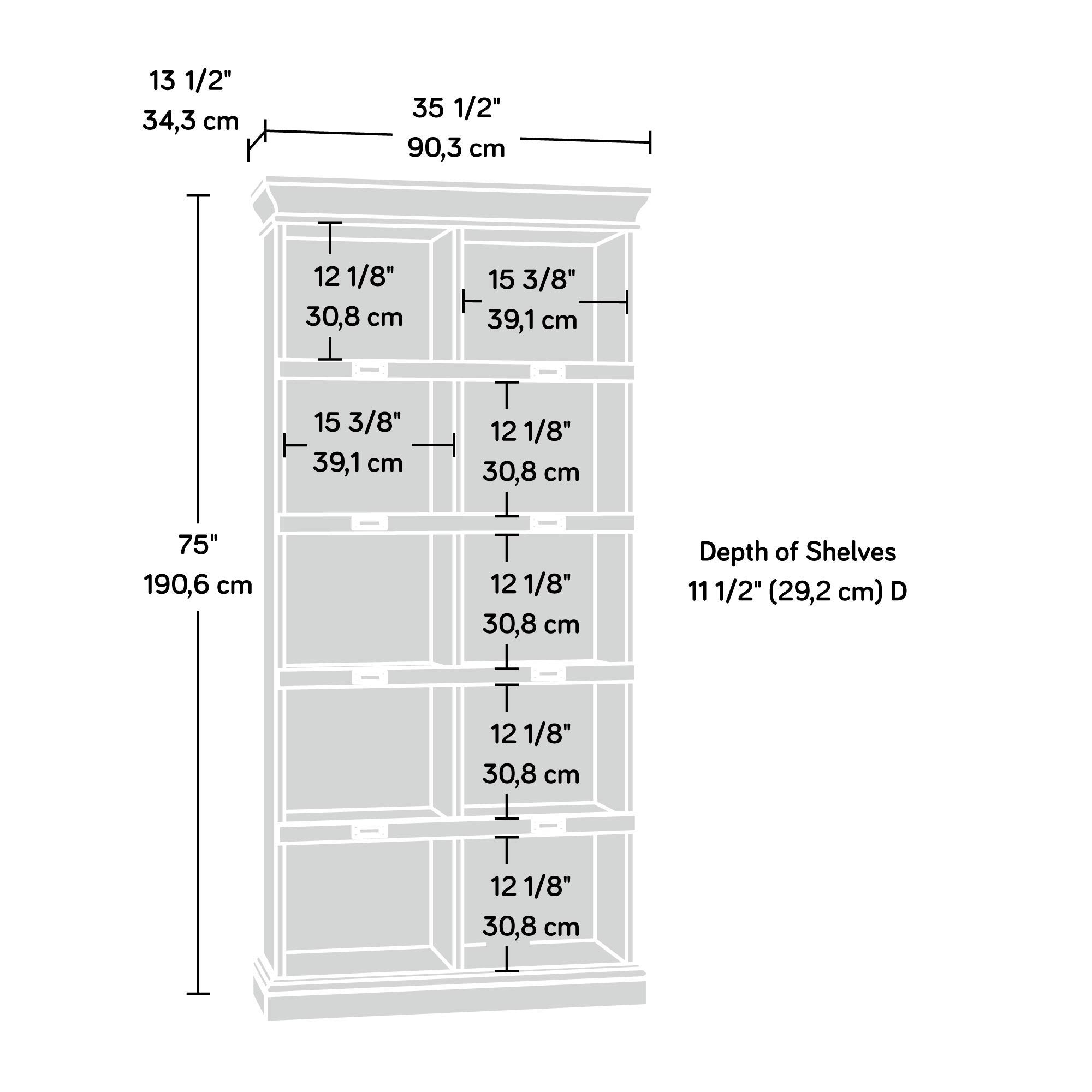 Sauder Barrister Lane Tall Bookcase, Iron Oak finish