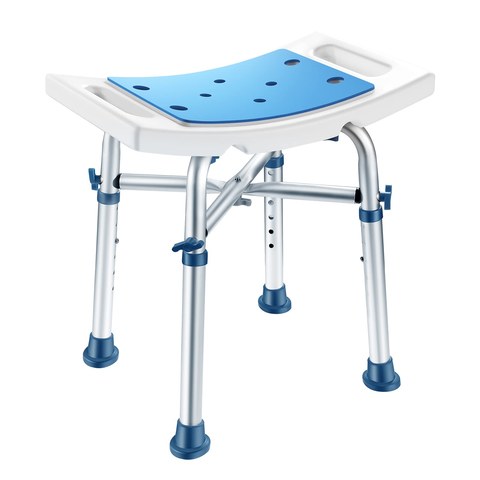 Aliseniors Shower Chair for Inside Shower - Nonslip Bath Shower Stool with Padded Seat Holes for Tub and Bathroom - Comfortable Bathing Bench for Elderly, Senior or Disabled and Handicap