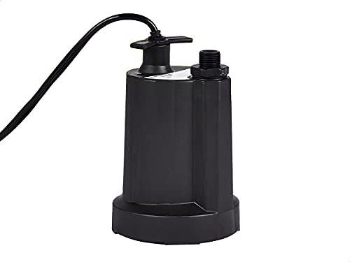 AmazonCommercial 1/4 HP Thermoplastic Submersible Utility Pump, 7.4"L x 6.6"W x 9"H, Black