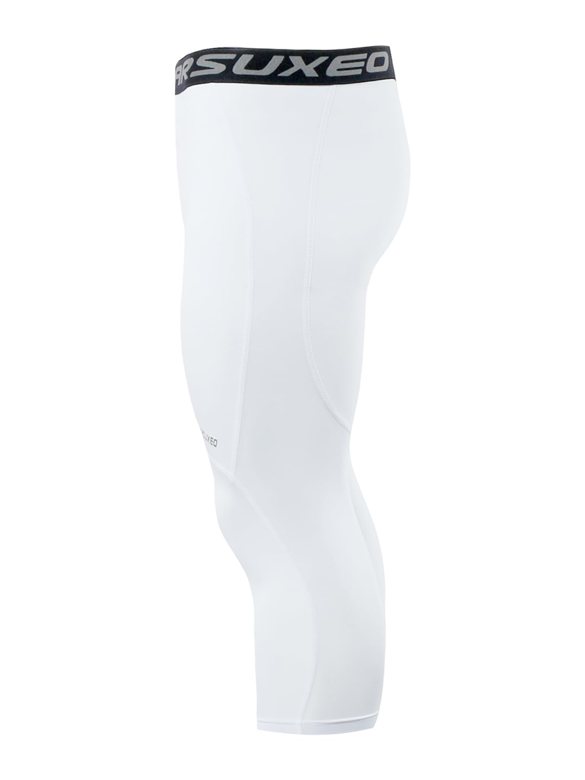 ARSUXEO Men's 3/4 Running Compression Tights Capri Pants K75 White Size Medium
