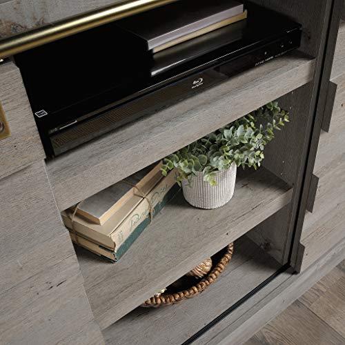 Sauder Cannery Bridge Credenza, L: 17.638" x W: 59.370" x H: 33.425", Mystic Oak finish