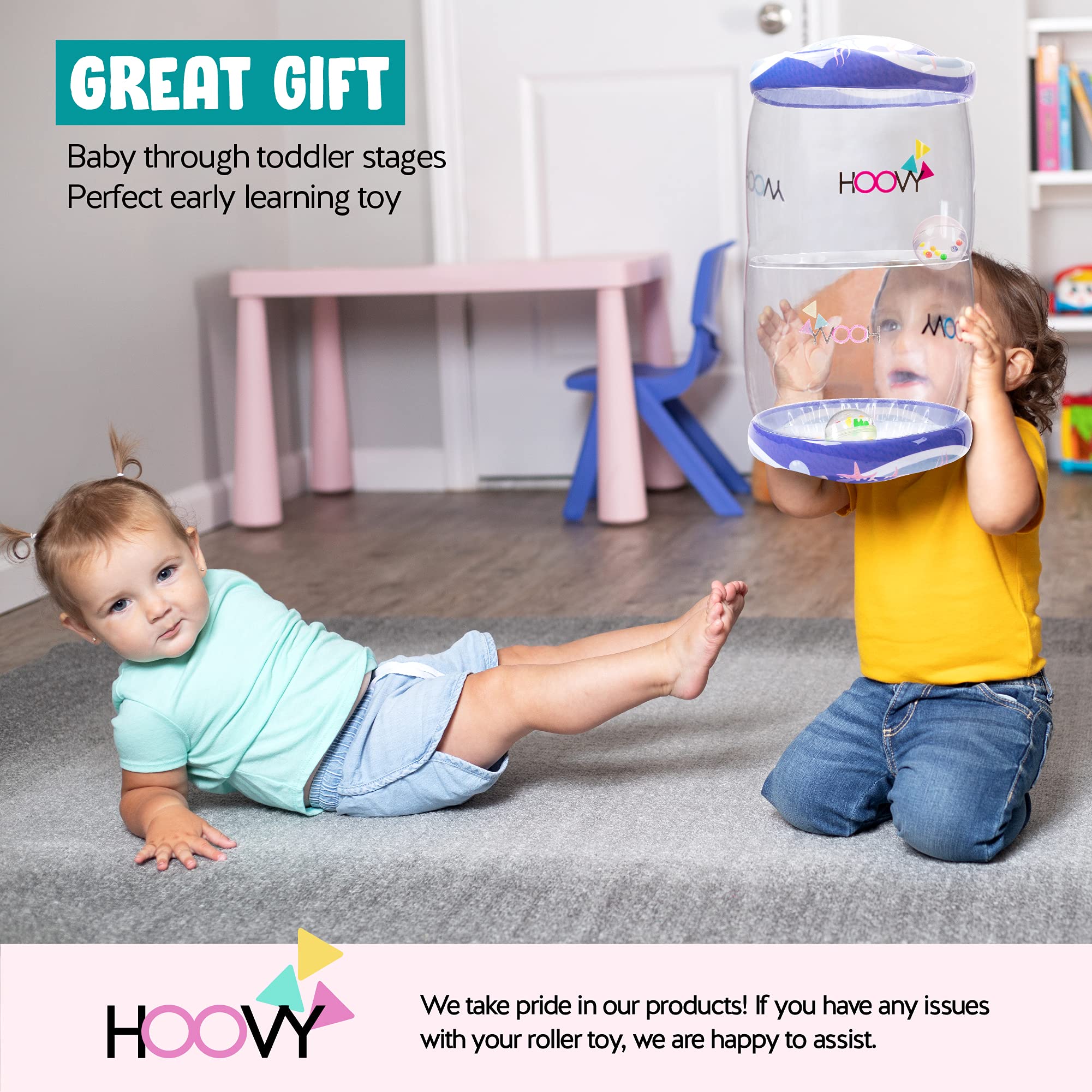 Hoovy Infant Crawling Toys | Toys for Crawling Babies | Crawling Toys for Babies 6-12 Months | Beginner Crawl Along Baby Roller | Drop Maze Tummy Time Activity Center | Early Development Jumbo Roller