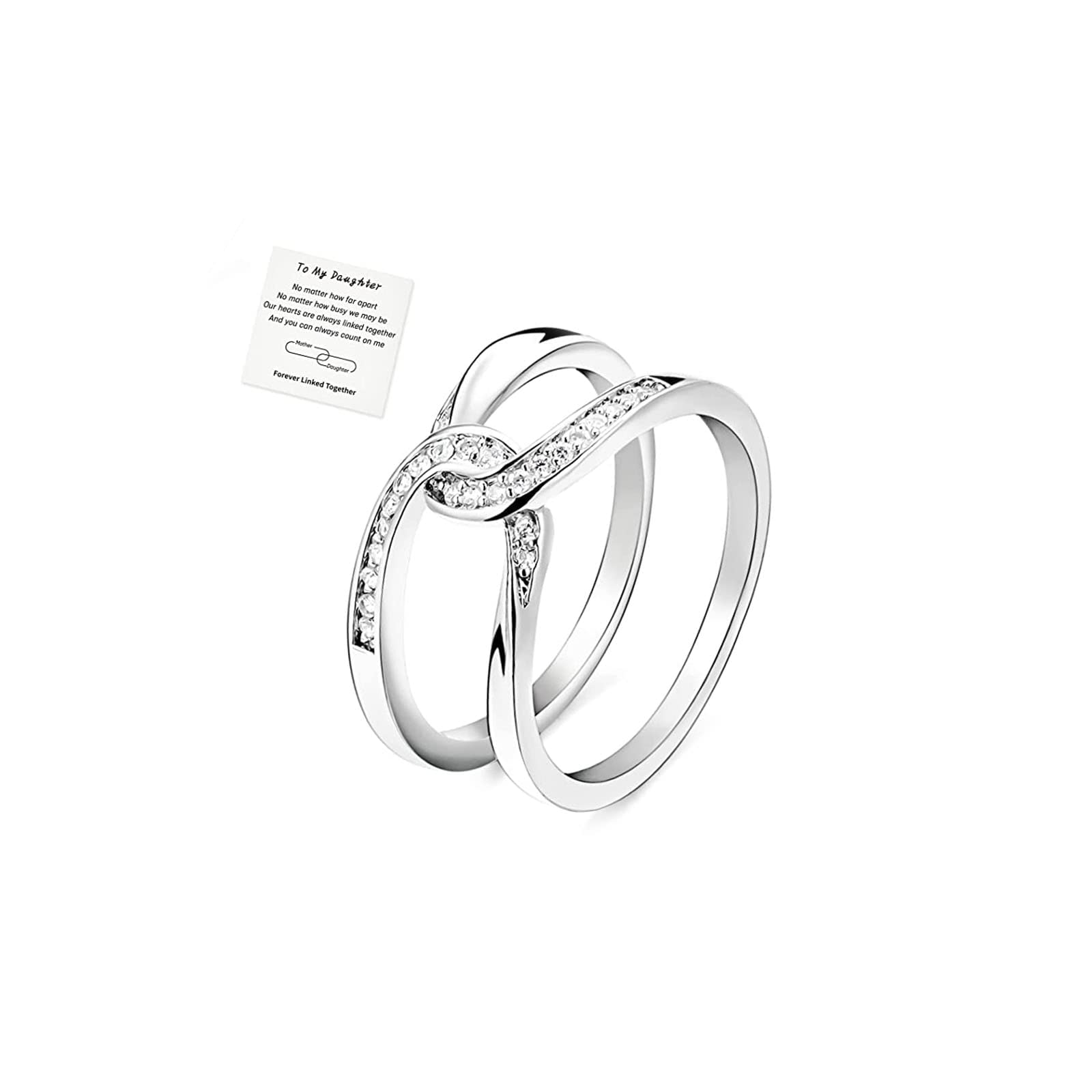 Atiptu Mother Daughter Rings Special Bond Rectangle Interlocking Ring (7)