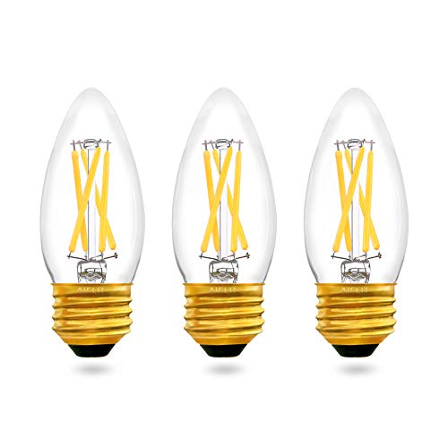 AIELIT LED Light Bulb Dimmable, 4W(40-Watt Equivalent) Soft White 3000K, B11 E26 Base LED Edison Bulbs for Hanging Pendant Wall Lamp Chandelier, 3-Pack