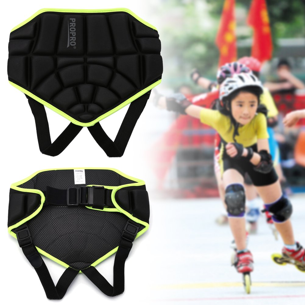 Alomejor Kids Padded Hip 3D Padded Hip Protective Shorts Protective Butt Pad Anti Fall Pants Hip Pad for Skateboard Ski Skate Snowboard Black