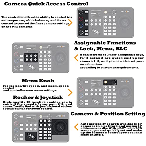 AVIDEONE White POE 30x Zoom PTZ Camera X1,PTZ Camera Joystick Controller X1,Wall Mount Bracket X1