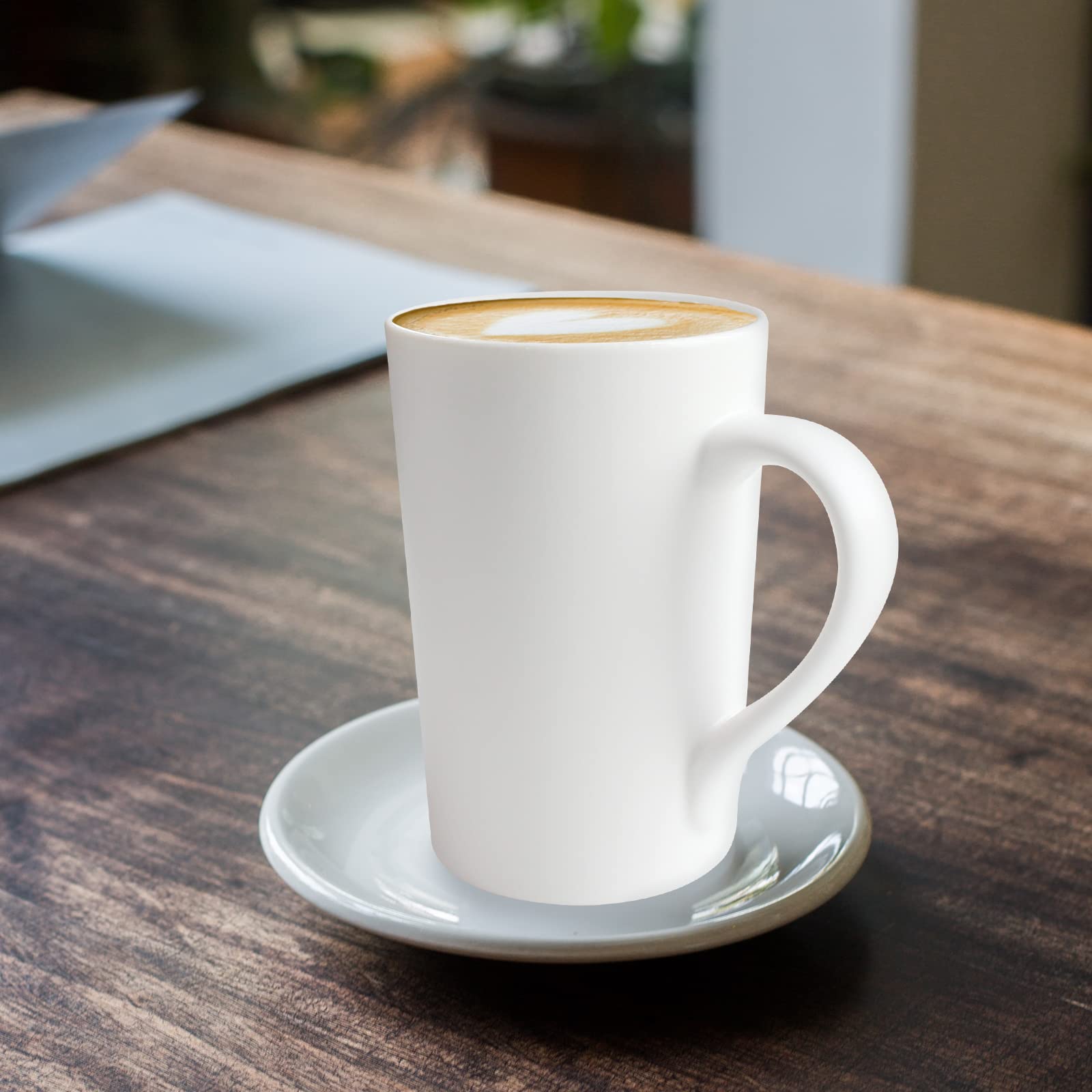 Belinlen 2 Pack 12 OZ Sublimation Mugs Blank Ceramic Coffee Cup Simple Pure White Ceramic Cup Plain White Porcelain Mugs