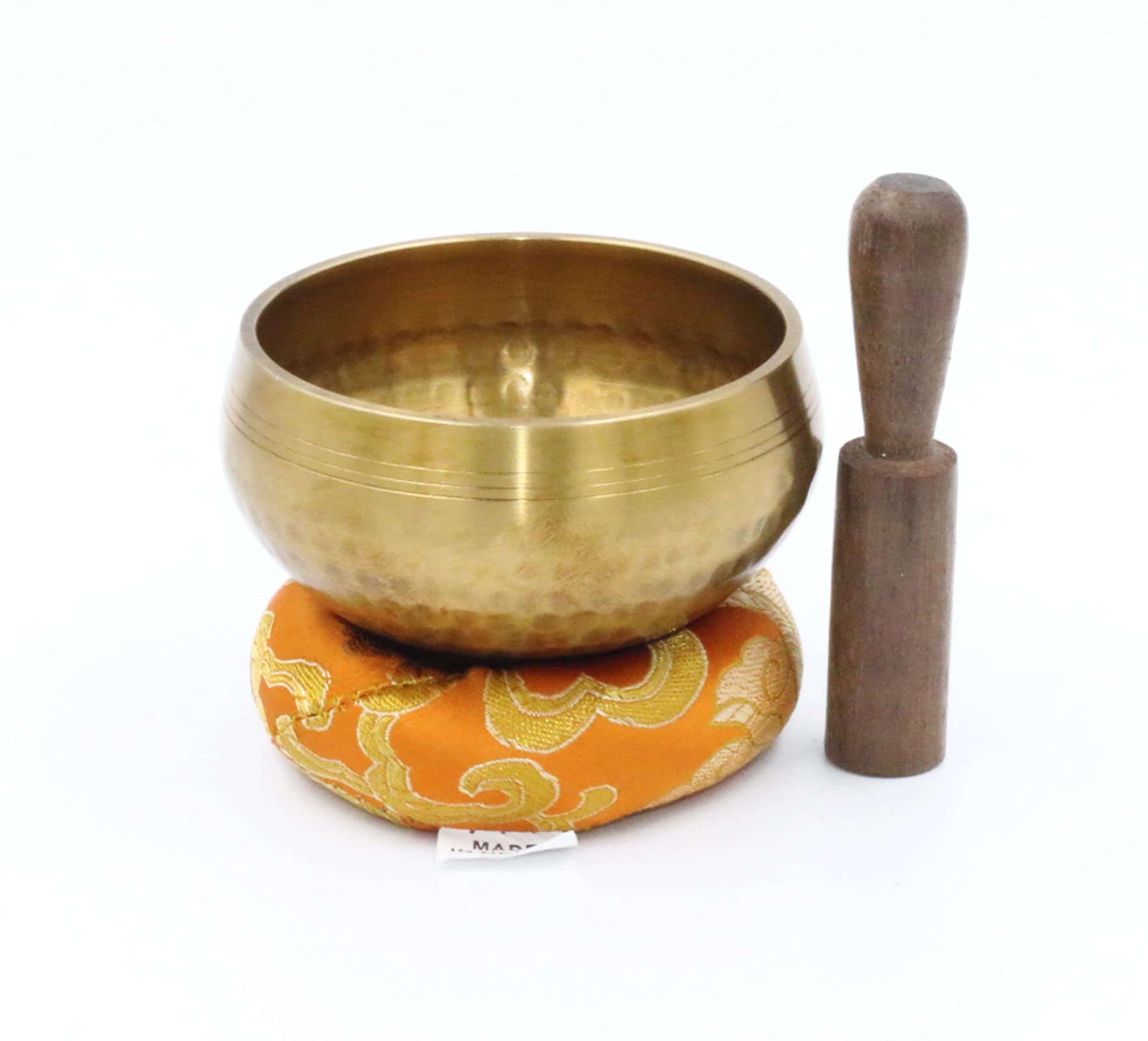 Tibetan Hand Hammered Singing Bowl-For Meditation, Yoga, Sound Therapy, Spiritual Healing, Prayer, Mind and Body Relaxation (3") (Orange)