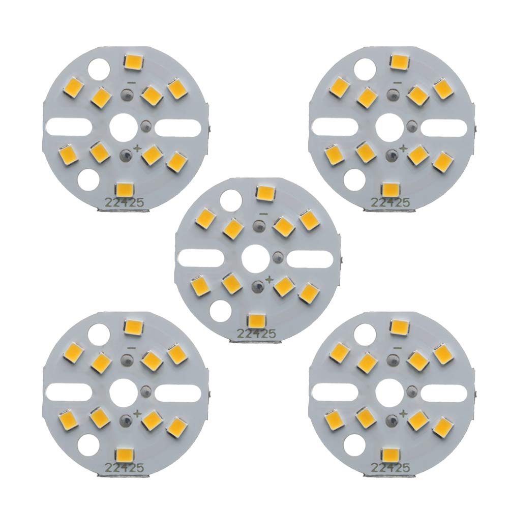 Fielect 5Pcs 5W LED Chip Bulb Super Bright High Power or Floodlight, 5730 300mA for Replacement LED Downlights, Track Lights