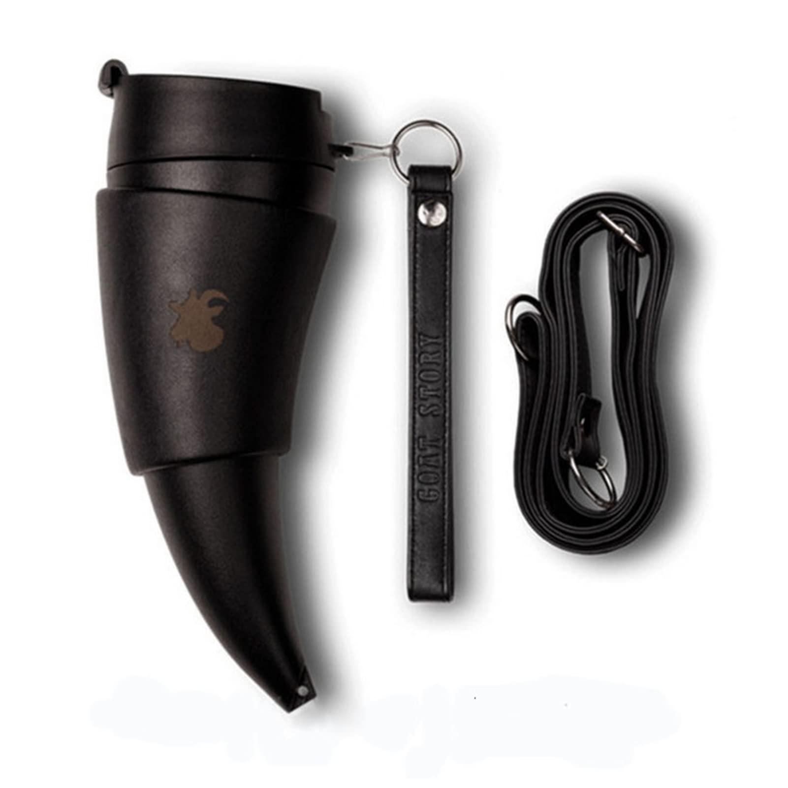 Coffee Cups Creative Goat Horns Coffee Mug 230ML Stainless Steel Thermal Mug Vacuum Cup Mug For Tea Water Bottle With Rope Travel Bottles Coffee Cups With Lids 12 Oz ( Color : Black , Size : 230 ML )