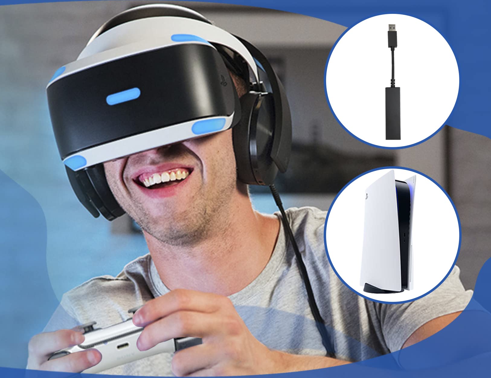 Lenpos PSVR Adapter for PS4 Camera Adapter Cable on PS5, Play PS VR on PS5 PlayStation 5, Converter Connecting Cable for PS4 PSVR to PS5 Console