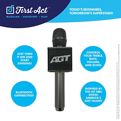 America’s Got Talent Deluxe Microphone by First Act Play, Duo Color Black & Gray Wireless Mic, Includes Poster, USB Cable – for Singing, Karaoke, Parties - Amazon Exclusive