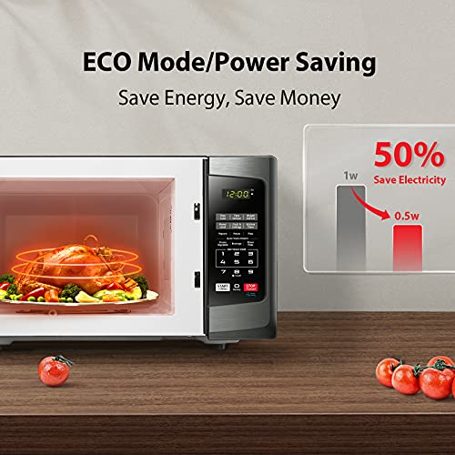 Frigidaire EFR341, 3.2 cu ft 2 Door Fridge and Freezer, Platinum Series, Stainless Steel, Double & Toshiba EM925A5A-BS Microwave Oven, 0.9 Cu Ft/900W, Black Stainless Steel