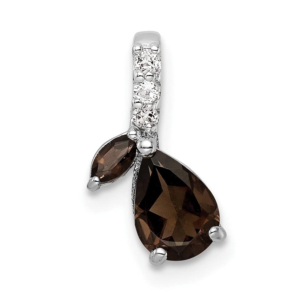 Auriga Fine Jewelry Sterling Silver .69ct Smoky Quartz and White Topaz Pendant Gift for Women