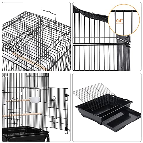 Yaheetech Open Top Rolling Parrot Bird Cage for Cockatiel Sun Parakeet Green Cheek Conure Mid-Sized Parrot Cage with Detachable Stand