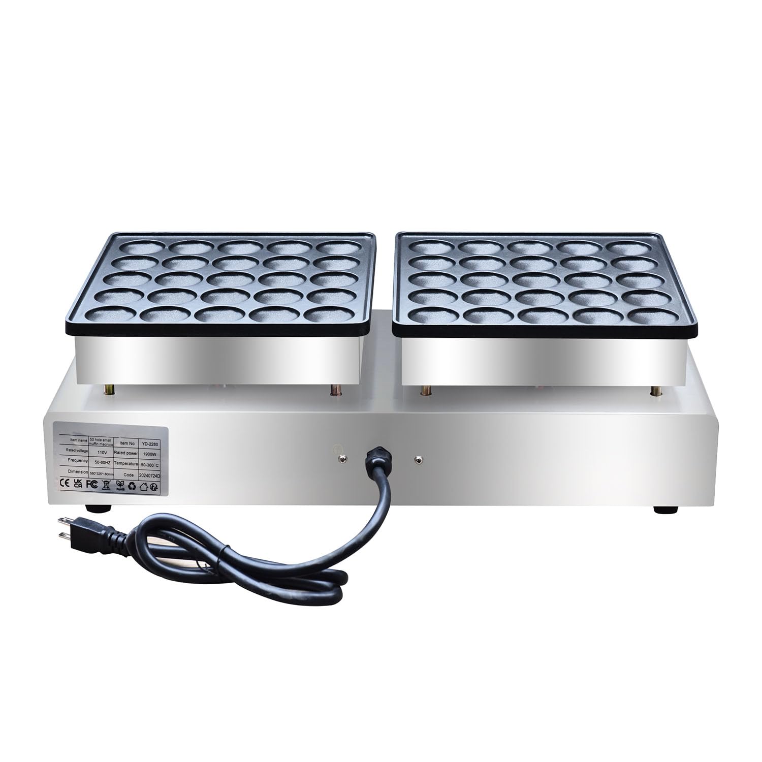 Mini Dutch Pancake Baker, 50PCS 1900W Commercial Electric Nonstick Waffle Maker Machine , 1.8 Inches Pancake Maker Machine Dutch Poffertjes Grill For Home Kitchen Restaurant Snack Dessert