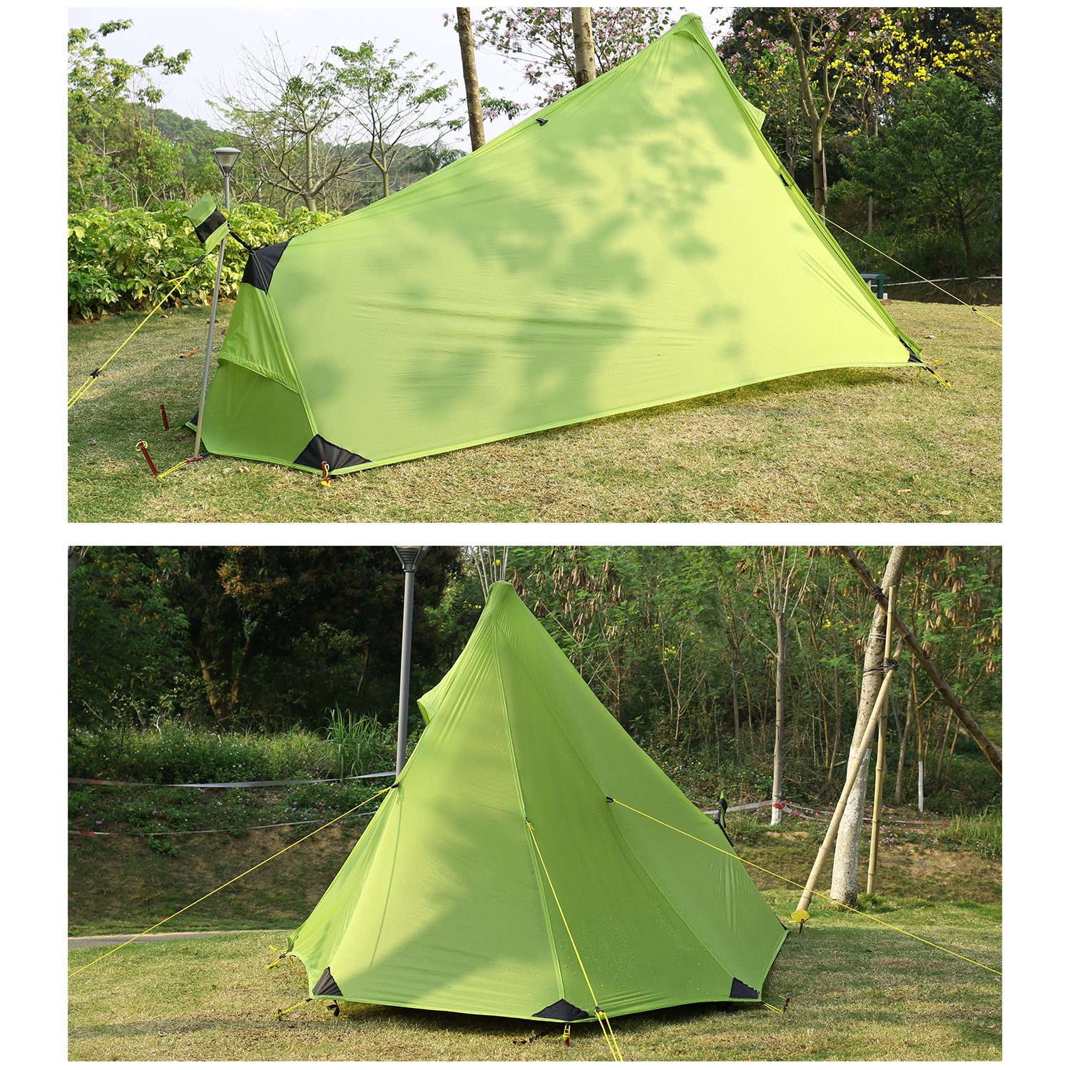 Andaker 1.6lb Ultralight Backpacking Tents One Person Man Hiking Single Camping Tent 15D Ultra-Thin Ripstop Nylon, Double-Side Silicone Coated(No Poles)
