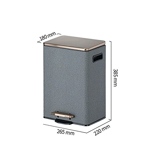 TETARI Trash Can Trash Can Household Living Room Stainless Steel Gray Multi-Specification with Cover Kitchen Bathroom Toilet (Size : Medium)