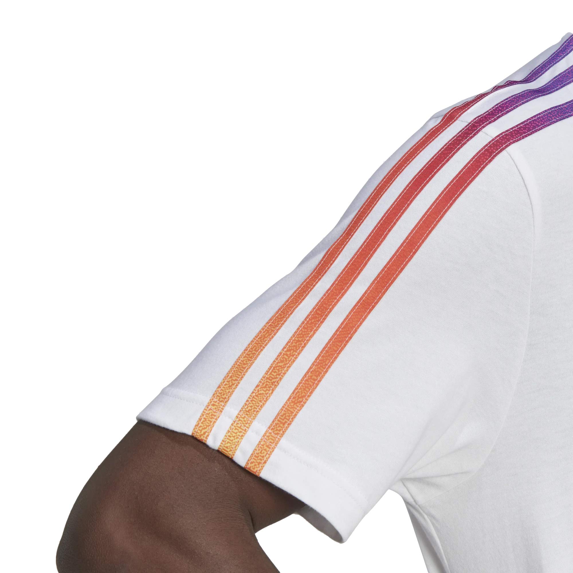 adidas Men's Sportswear 3-Stripes Tee, White/Multicolor, Small