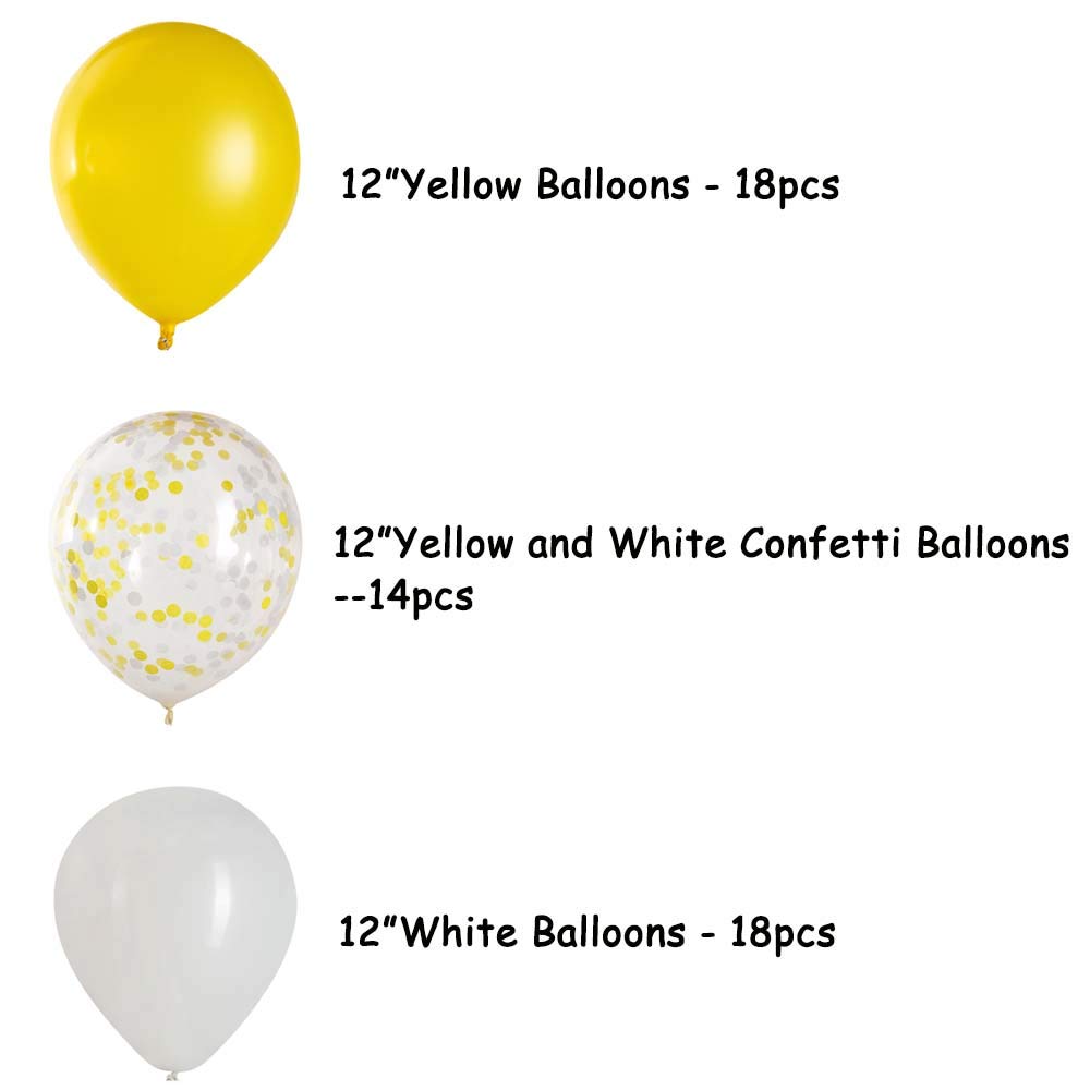Aimto Yellow and White Balloons White and Yellow Confetti Balloons sunflower balloon,12 Inch–Pack of 50