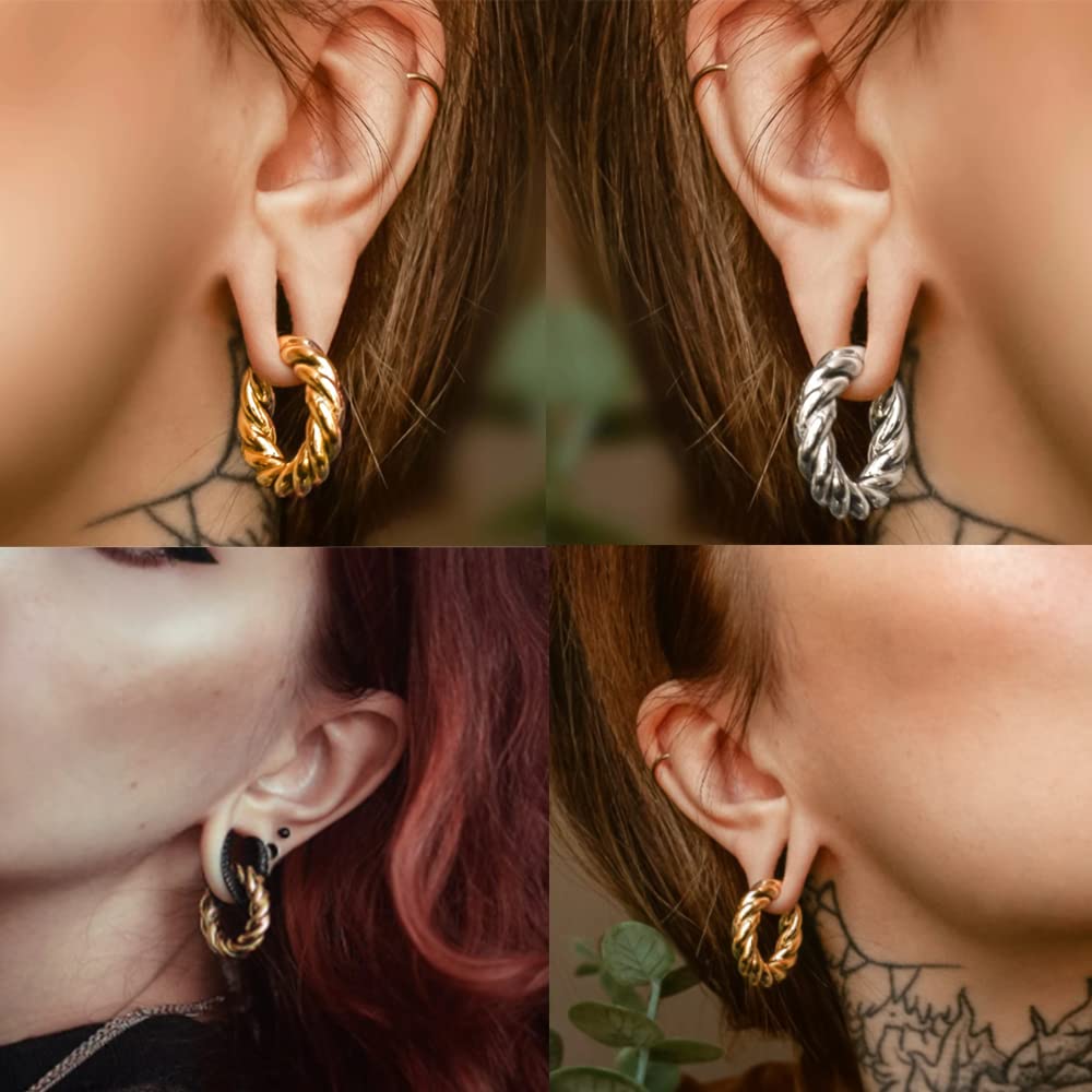 Atomhole 2 PCS Ear Hanger Weights For Stretched Ear Gauges 0g 2g Stainless Steel Ear Heavy Dangle For Women Plugs Tunnels Piercing Body Jewelry (6mm(2G), Silver)
