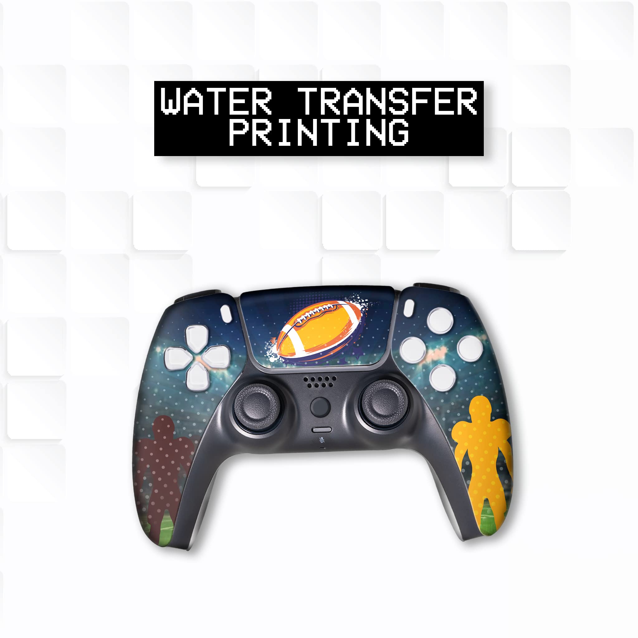 American Football Custom PS-5 Controller Wireless compatible with Play-Station 5 Console by BCB Controllers | Proudly Customized in USA with Permanent HYDRO-DIP Printing (NOT JUST A SKIN)
