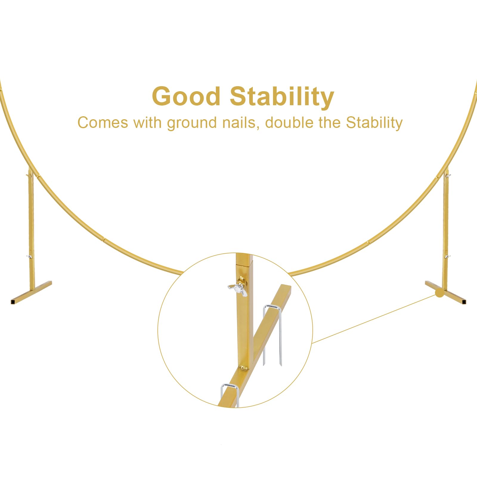 7.3FT Round Backdrop Stand, Metal Circle Balloon Arch Kit, Wedding Ring Arch Stand for Party Backdrop Decoration, Baby Shower, Birthday Anniversary Bridal Decoration, Gold