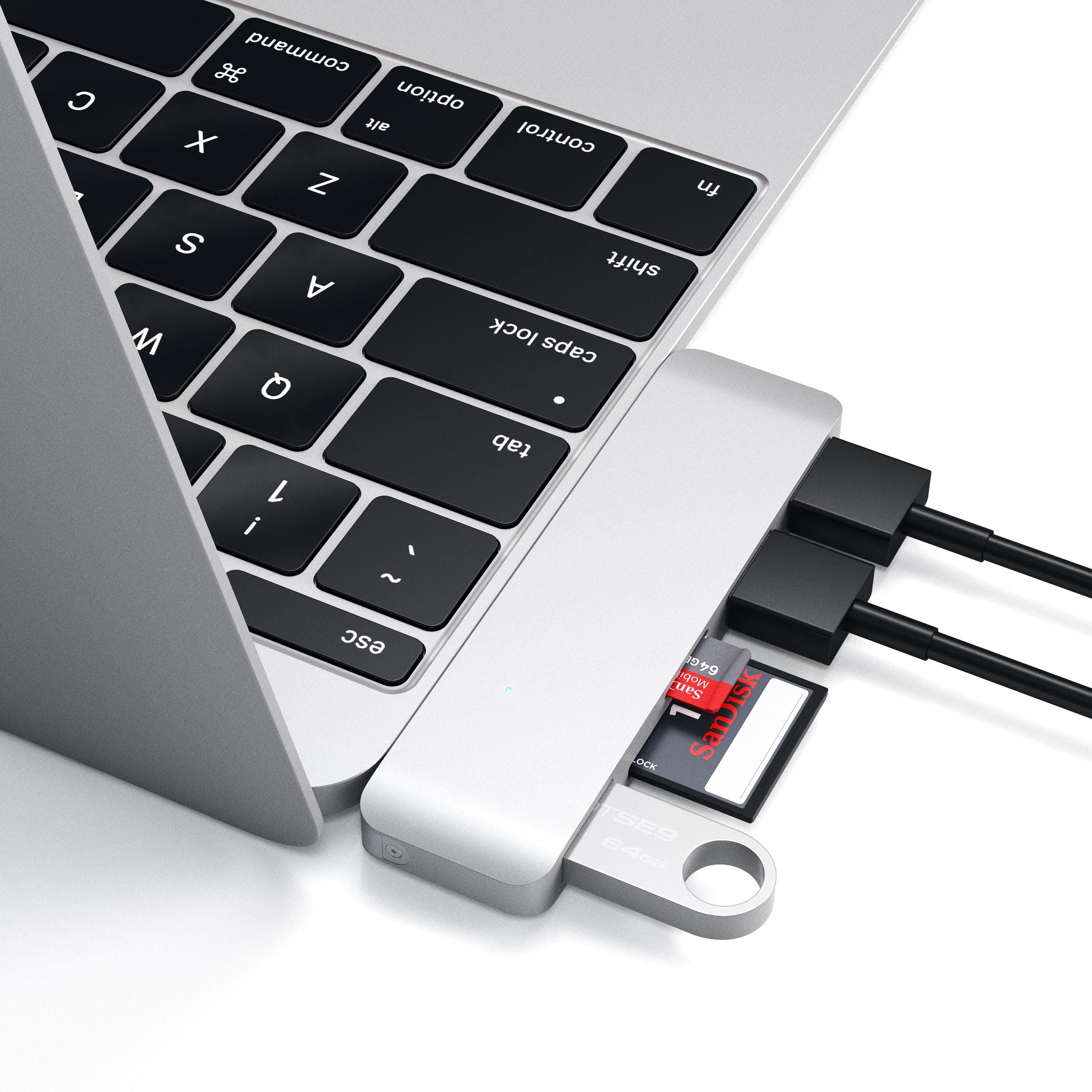Satechi Aluminum Type-C USB 3.0 3-in-1 Combo Hub Adapter - 3 USB 3.0 Ports and Micro/SD Card Reader - for M2/ M1 MacBook Pro/Air, M2/ M1 iPad Pro/Air, M2 Mac Mini, iMac M1 (Silver)
