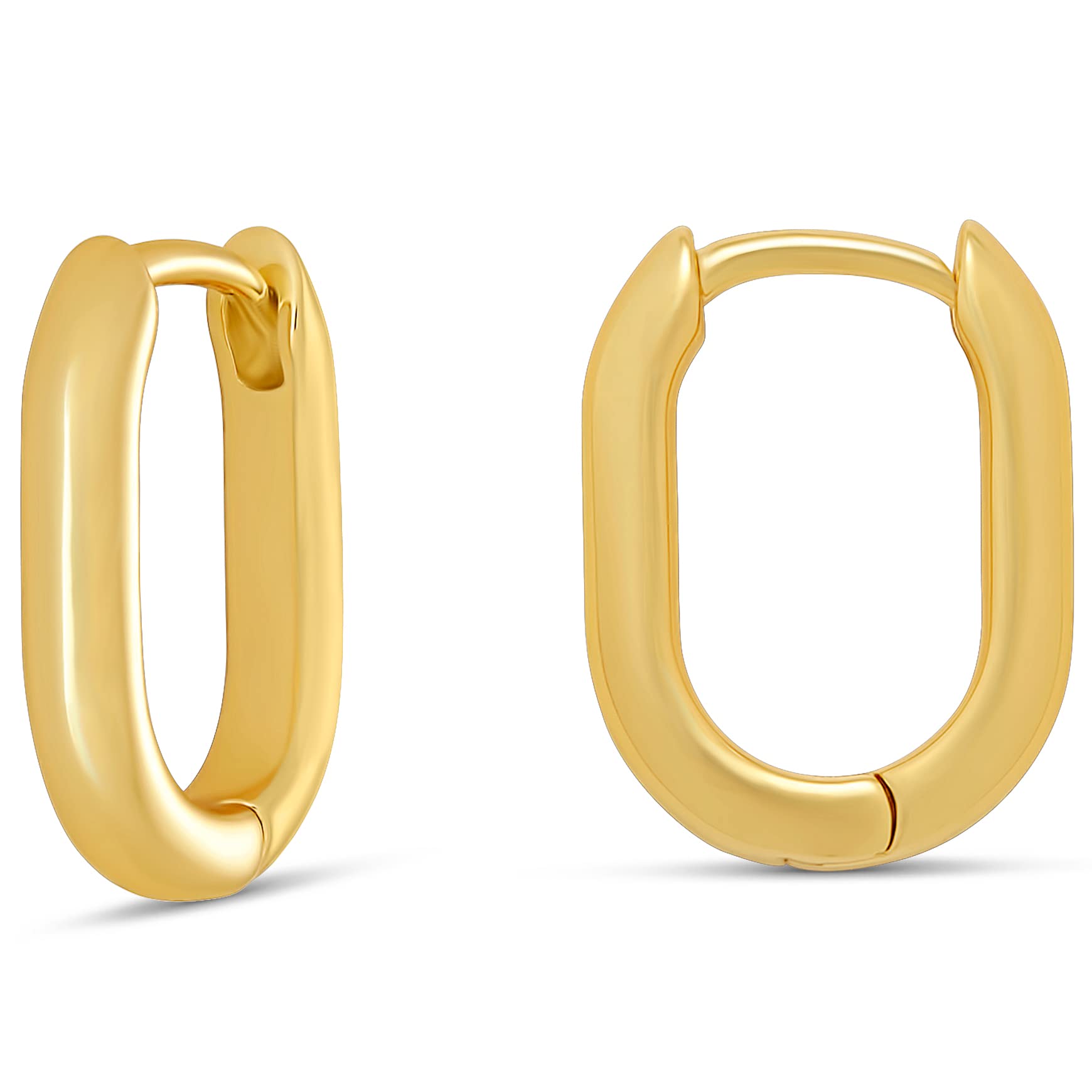 Amazon Essentials 14K Gold Plated Modern Oval Hoop 15mm, Yellow Gold