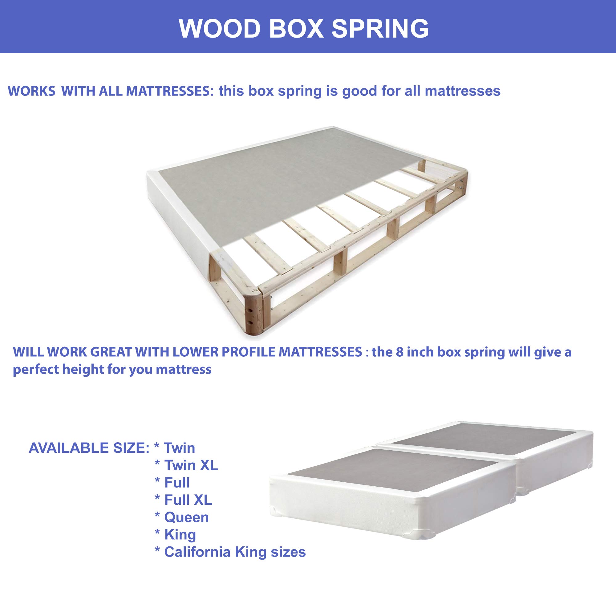 Continental Mattress Fully Assembled 4 inch Split Box Spring For Mattress, Size Queen