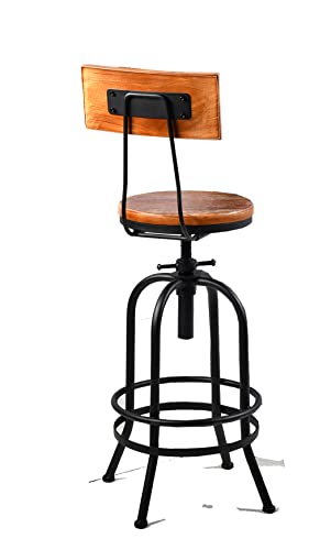 Diwhy 5 Piece Bar Table and Barstool Set Industrial Rectangular Pipe Dining Pub Bar Table and Kitchen Counter Height Adjustable Stool with Backrest Black (1 Table + 4 Chairs)